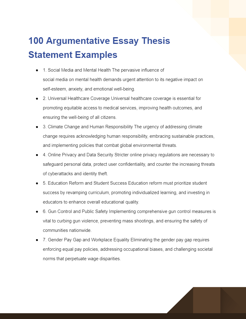 99 Argumentative Essay Thesis Statement Examples 99 Argumentative Essay Thesis Statement Examples