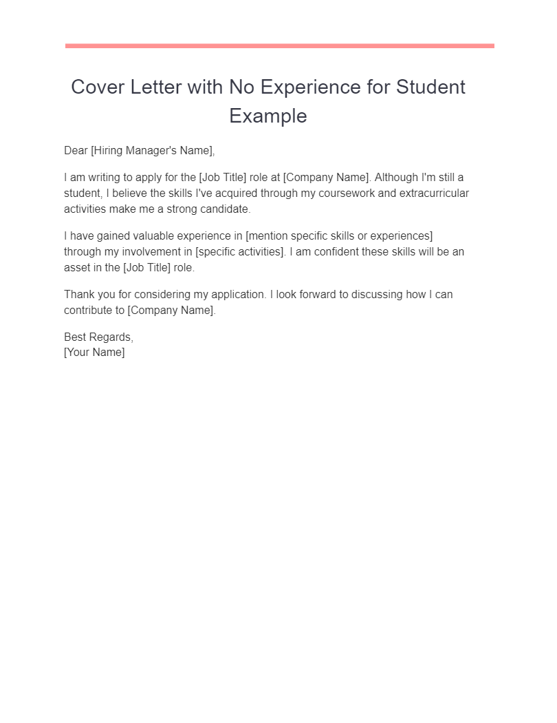 Student Cover Letter Examples No Experience