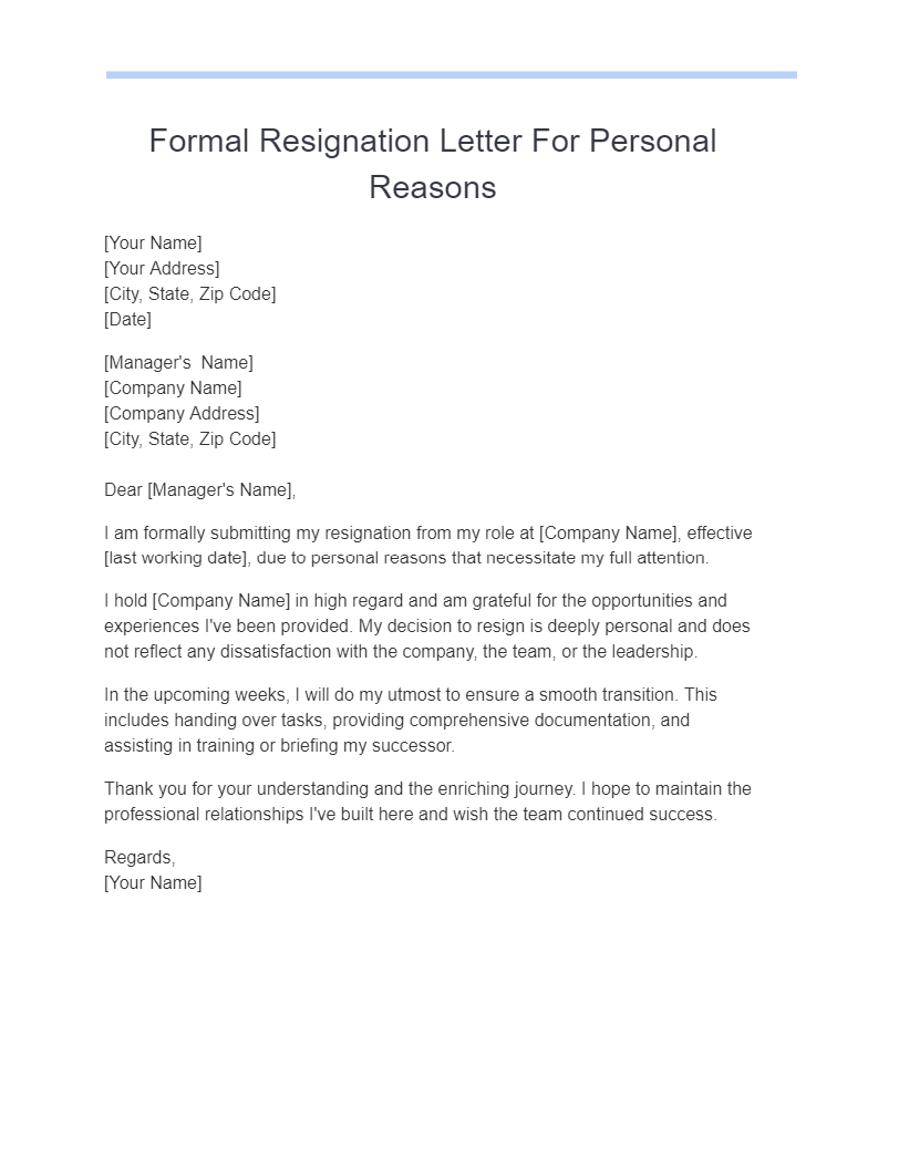 Resignation Letter Format In Word Due To Personal Reasons Infoupdate