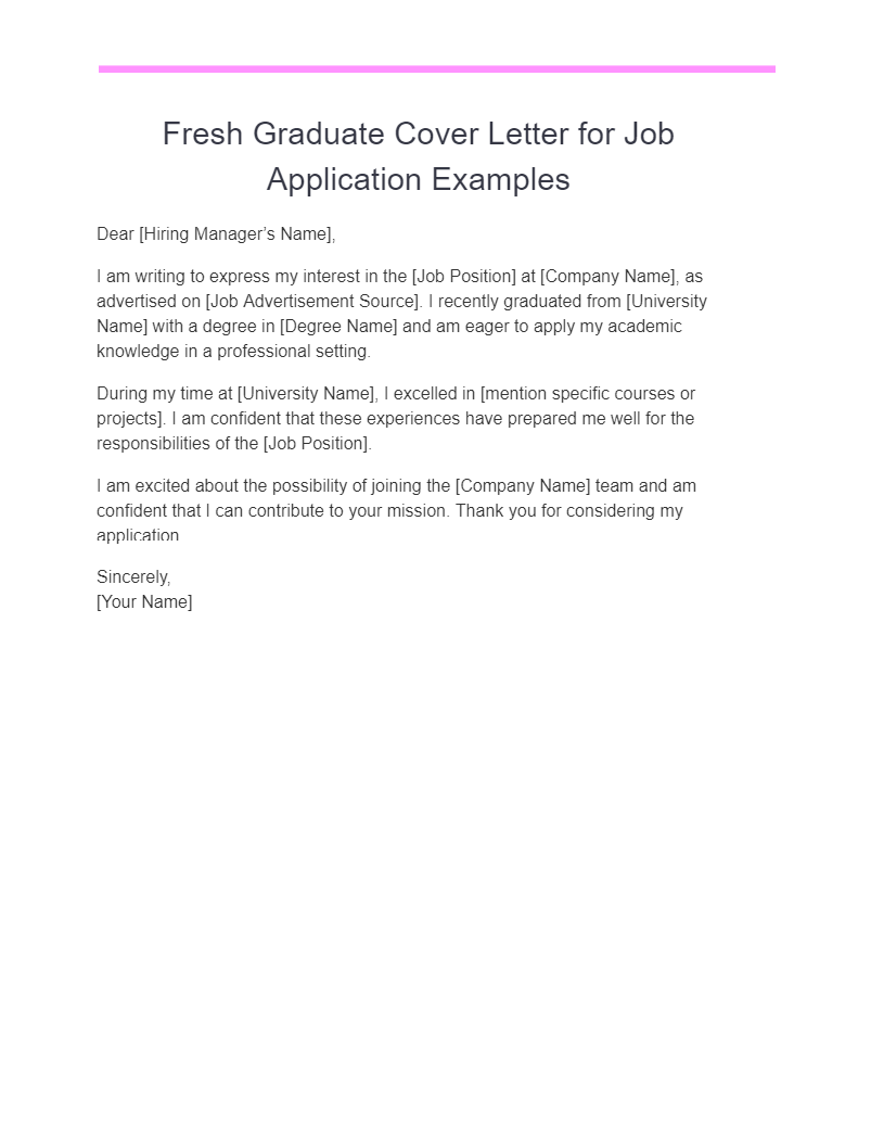 Fresh Graduate Cover Letter 21 Examples How To Use PDF Tips