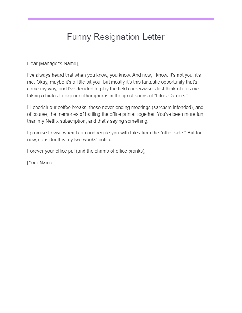14+ Funny Resignation Letter Examples, How to Write, Tips | Examples