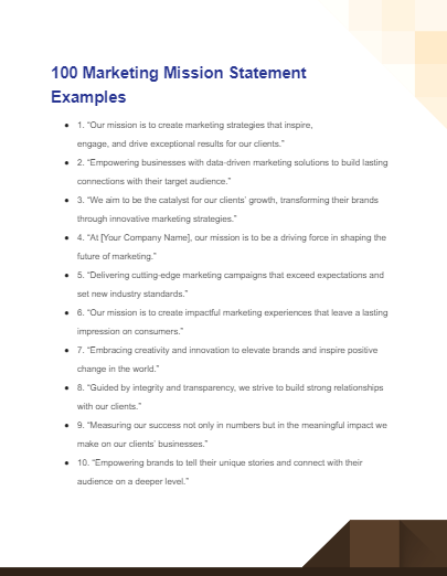 Mission Statement for Marketing - 99+ Examples, How to Create, PDF
