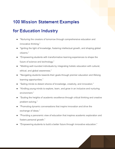 Mission Statement for Education Industry - 99+ Examples, PDF