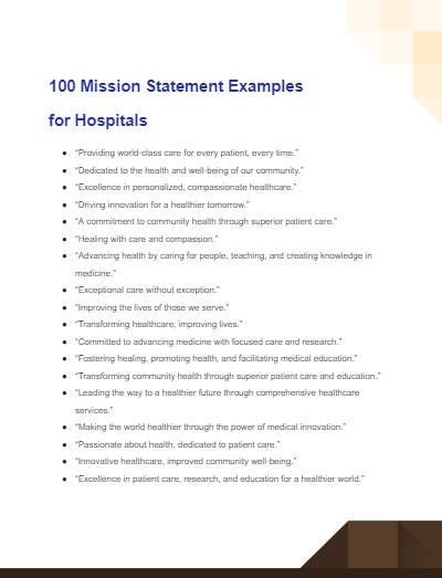 Mission Statement for Hospital - 99+ Examples, PDF