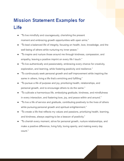 Mission Statement for Life - How to Use, PDF