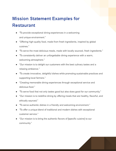 Mission Statement for Restaurant - 49+ Examples, PDF