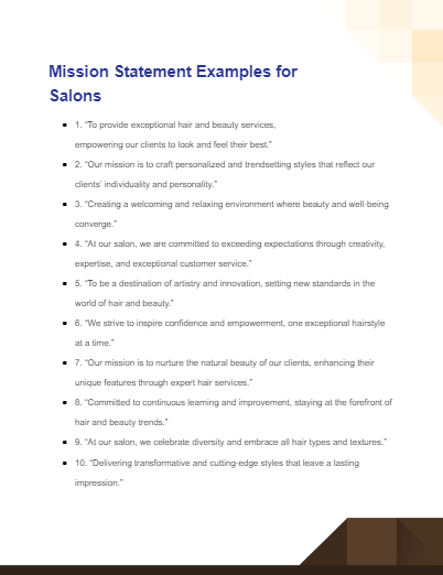 Mission Statement for Salon - 49+ Examples, PDF