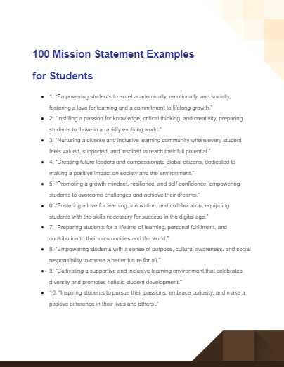 200+ Mission Statement Examples for Students, How to Write Guide