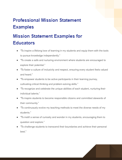 Professional Mission Statement - 9+ Examples, PDF, Tips