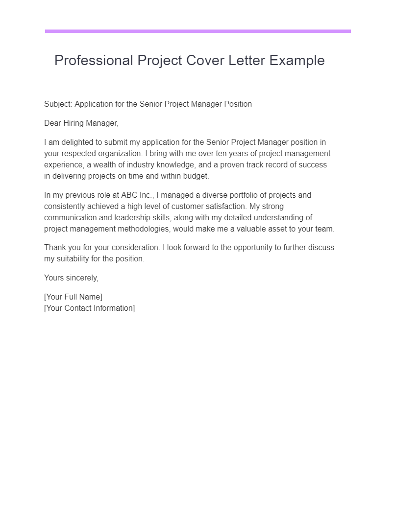 18+ Project Cover Letter Examples, How to Write, Tips | Examples