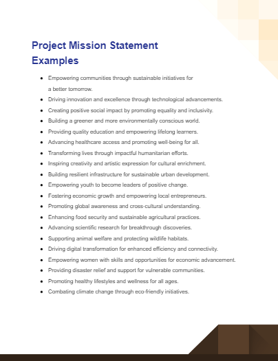 Project Mission Statement - 99+ How to Write, PDF