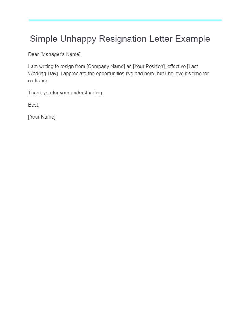 26+ Unhappy Resignation Letter Examples, How to Write, Tips | Examples