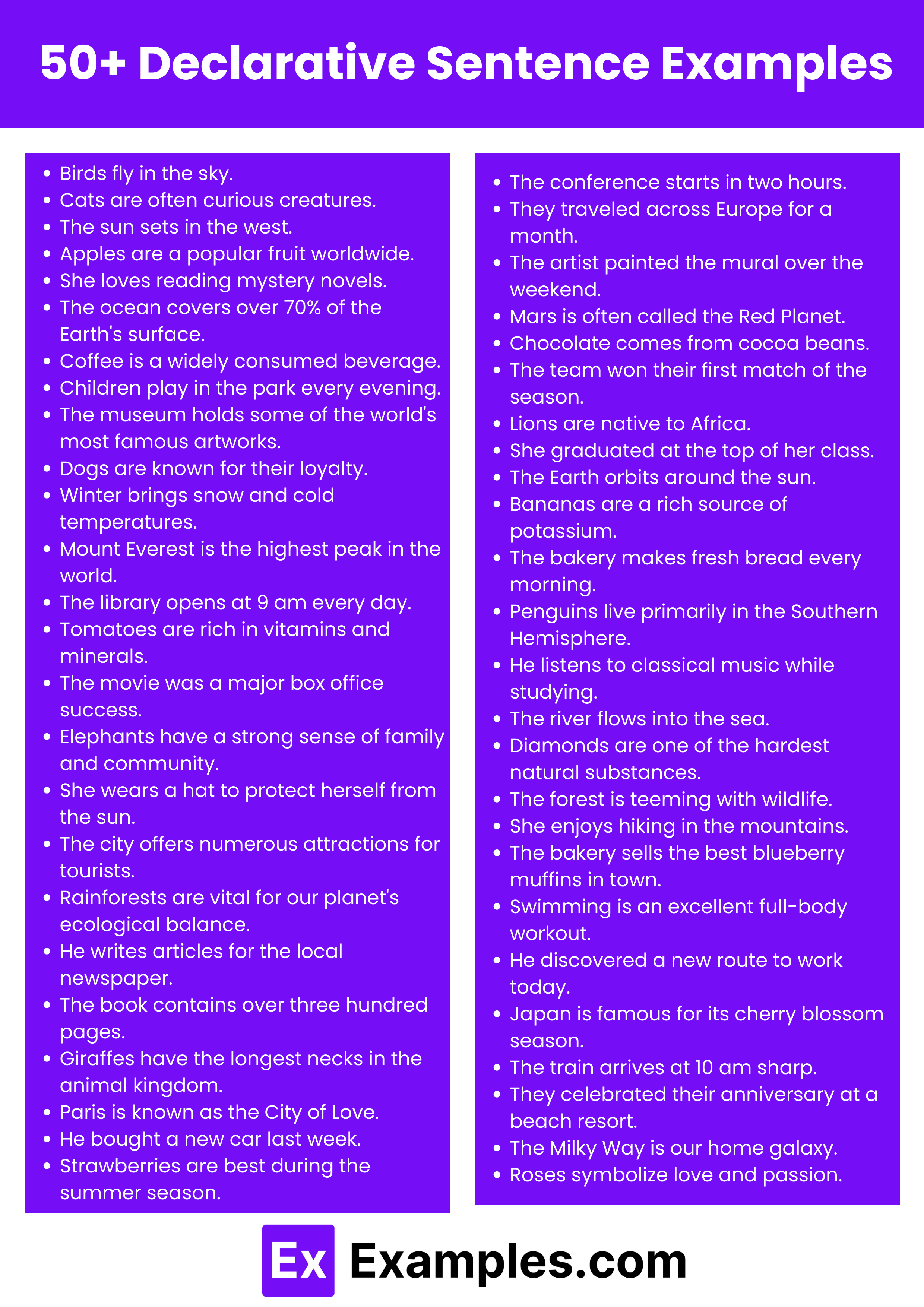 Declarative Sentence - 100+Examples, Format, Pdf