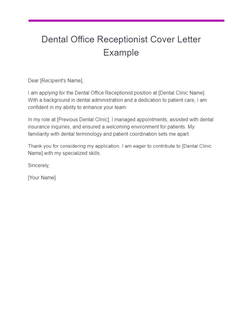18+ Receptionist Cover Letter Examples, How to Write, Tips | Examples