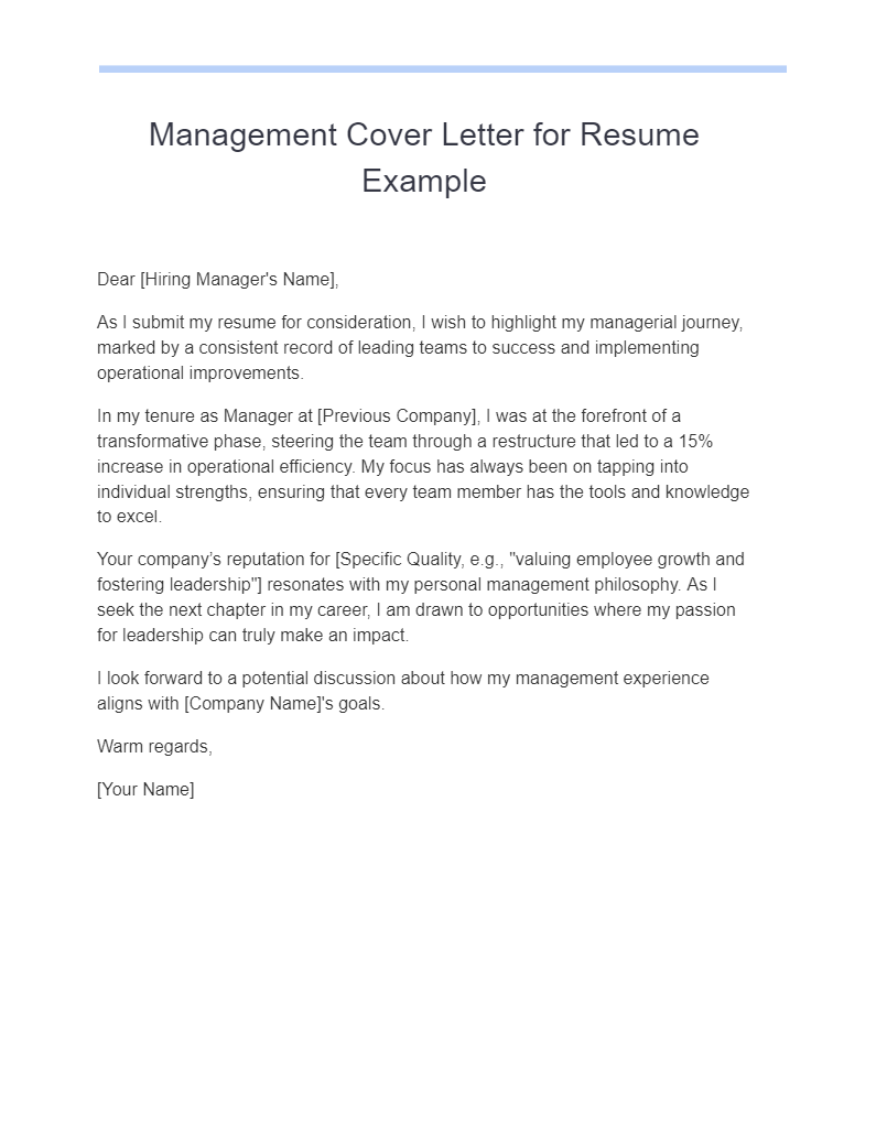 Management Cover Letter - 28+ Examples, PDF