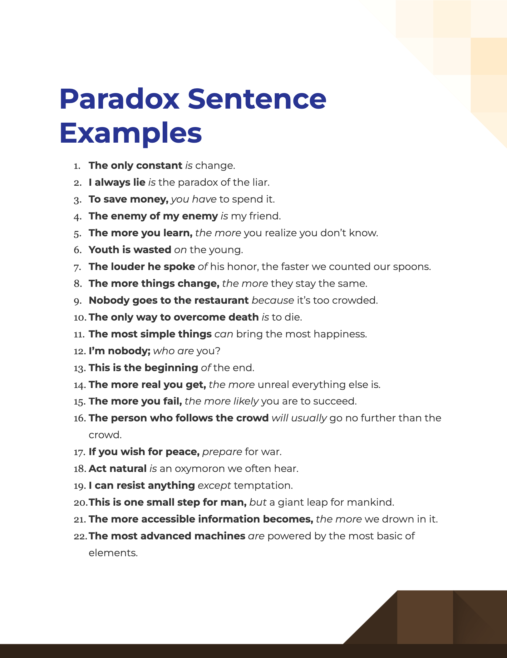 Paradox Sentence 99 Examples PDF Tips