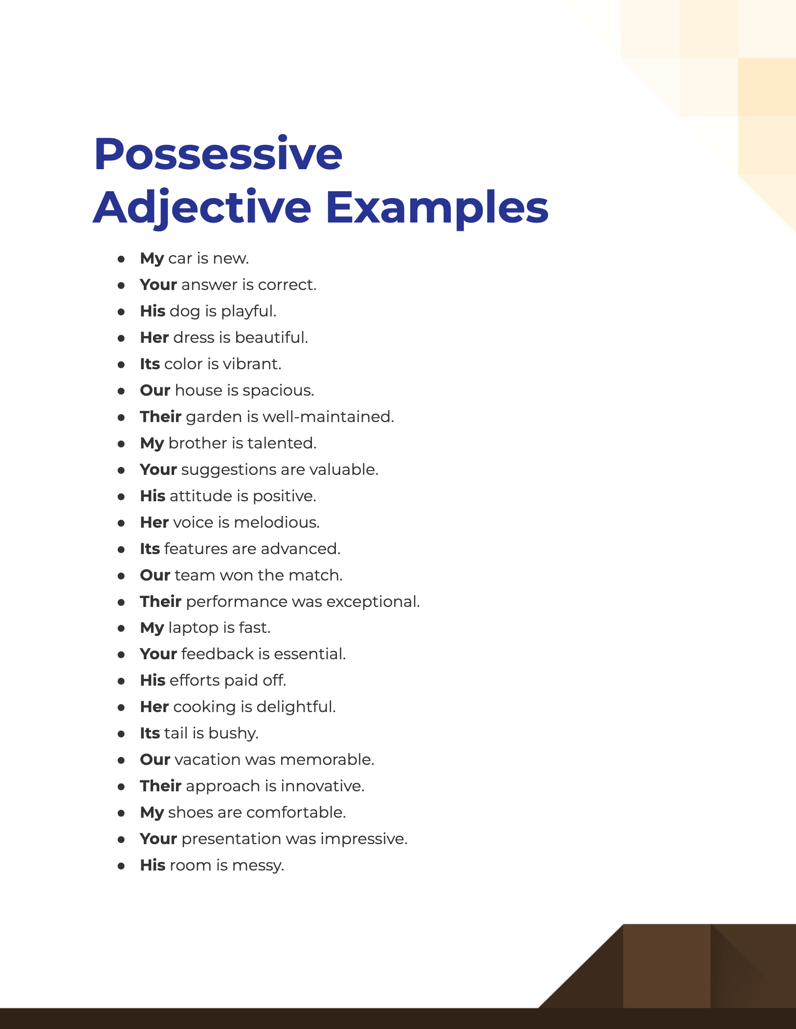 Possessive Adjective 99 Examples How To Use PDF Tips