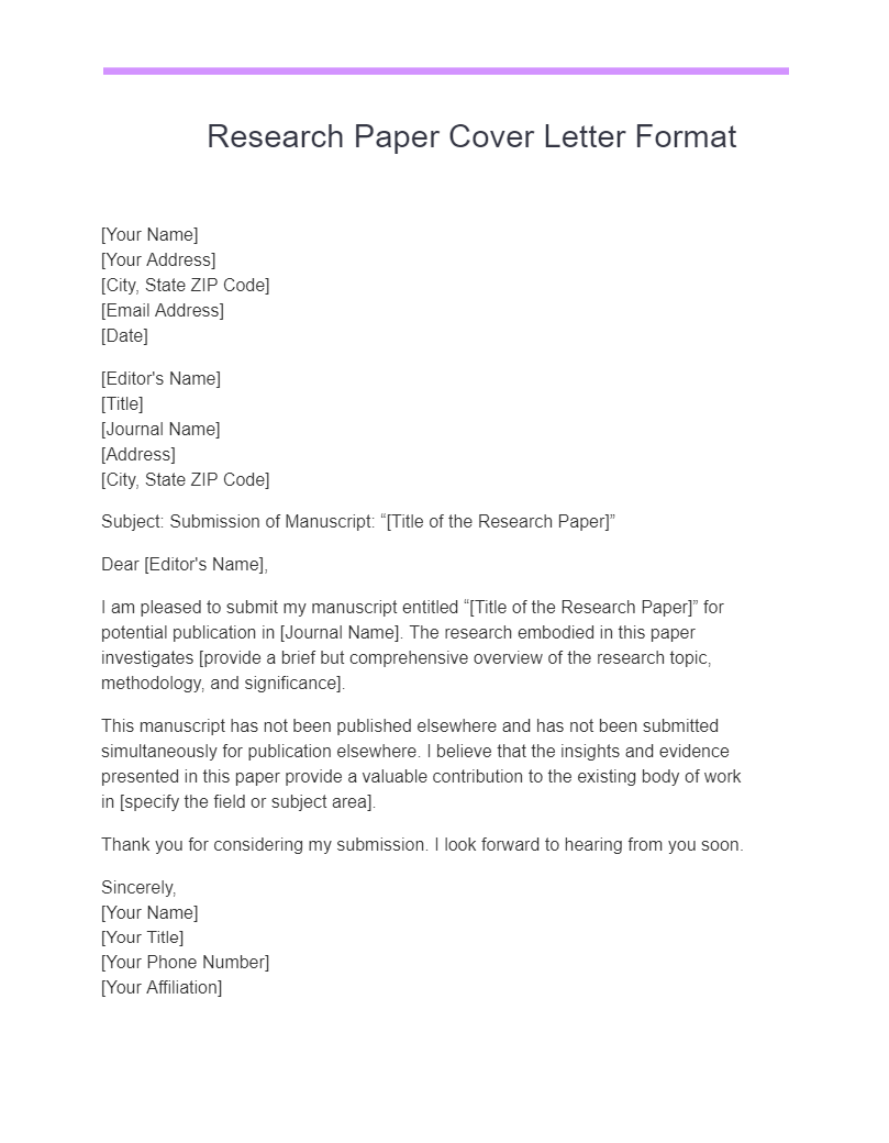 Research Paper Cover Letter 10 Examples How To Write Pdf Tips