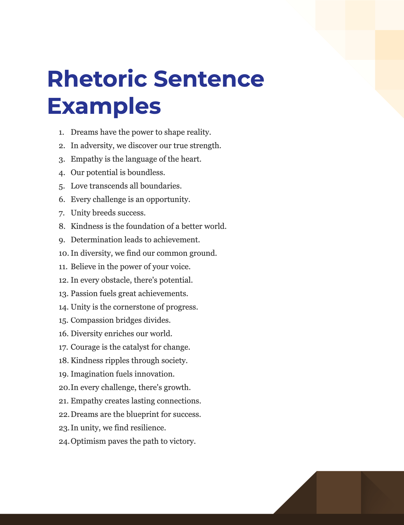 99 Rhetoric Sentence Examples 99 Rhetoric Sentence Examples