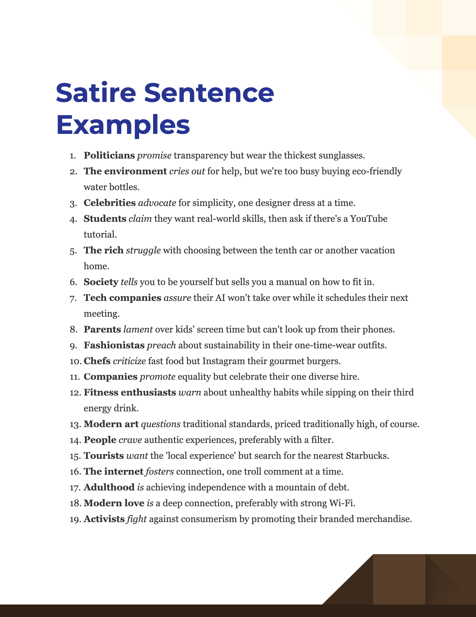 Satire Sentence - 99+ Examples, PDF, Tips