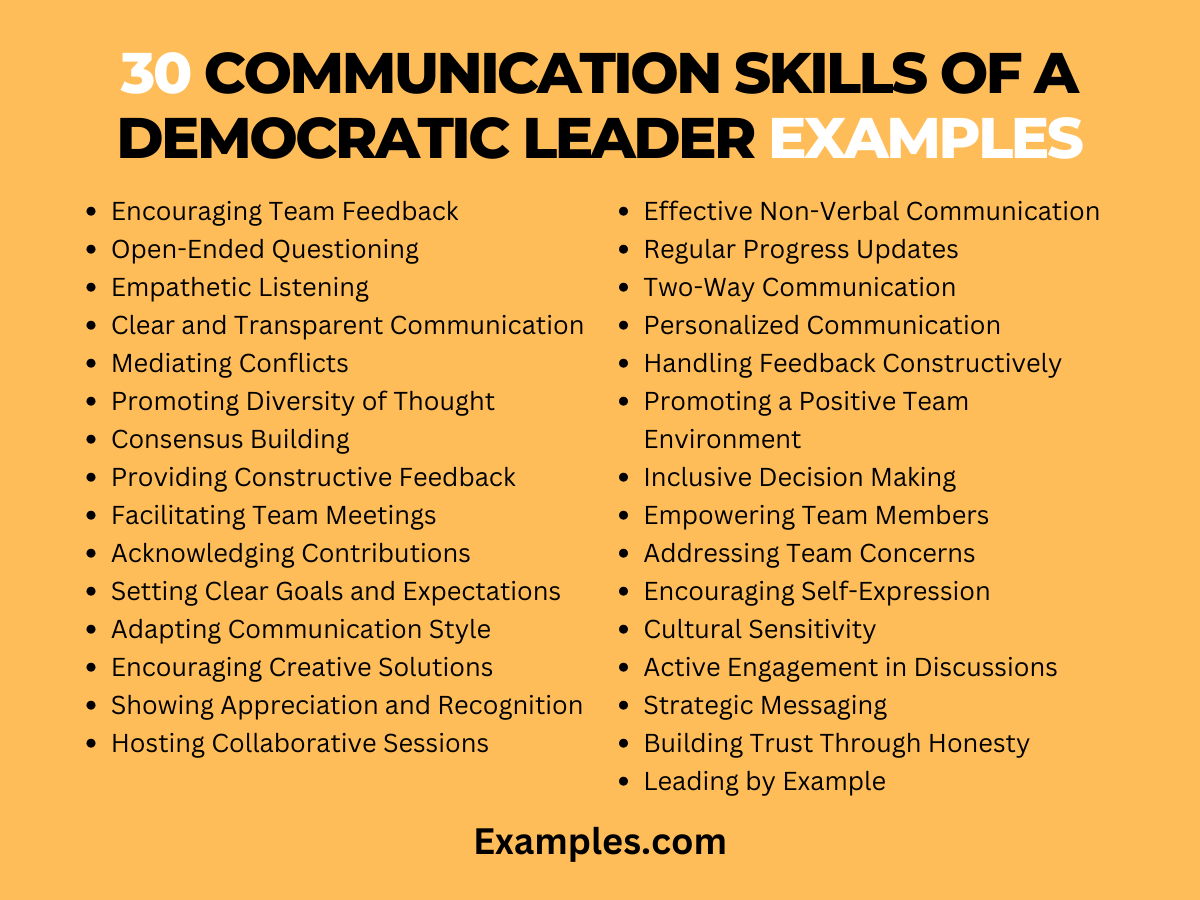 Communication Skills of a Democratic Leader - 29+ Examples