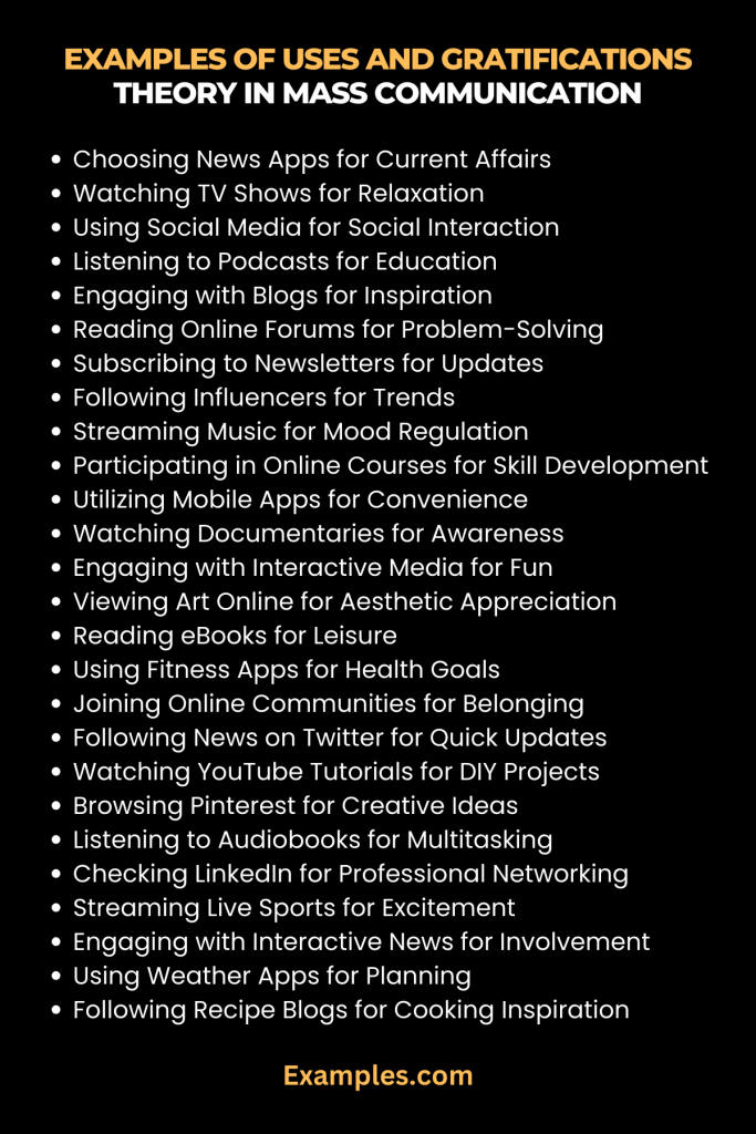 Uses and Gratifications Theory in Mass Communication - 29+ Examples ...