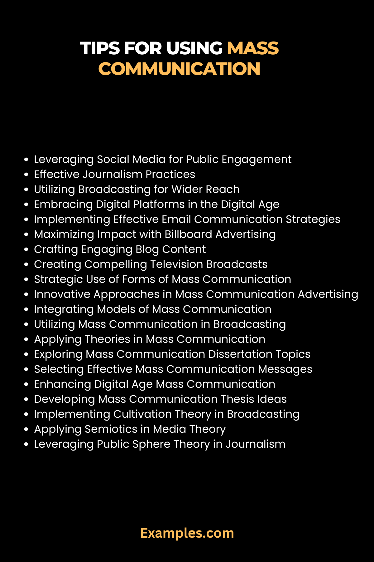 Tips for Mass Communication - Examples, Tips