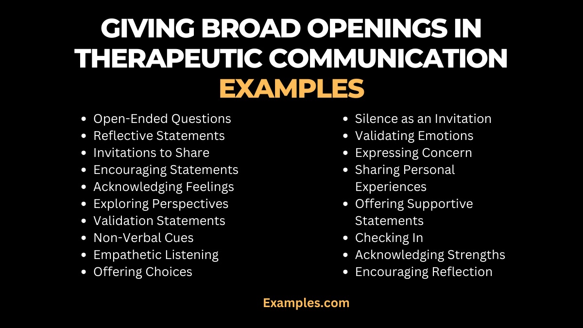 Giving Broad Openings in Therapeutic Communication - 19+ Examples
