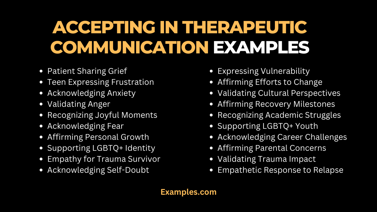 Accepting in Therapeutic Communication - 19+ Examples