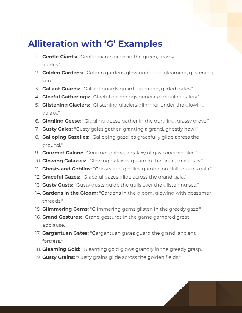 Alliteration with G - 18+ Examples, How to Write, PDF, Tips