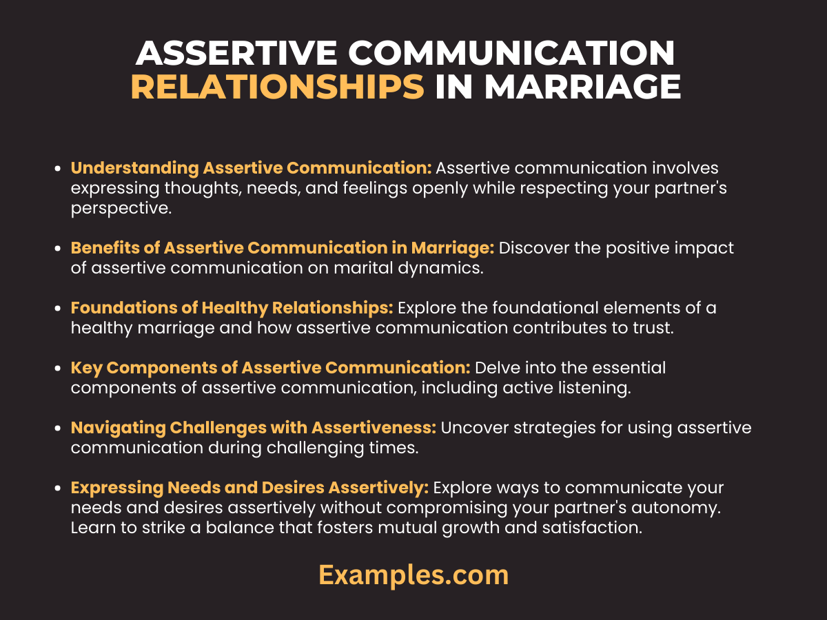Assertive Communication in Marriage, Examples, PDF