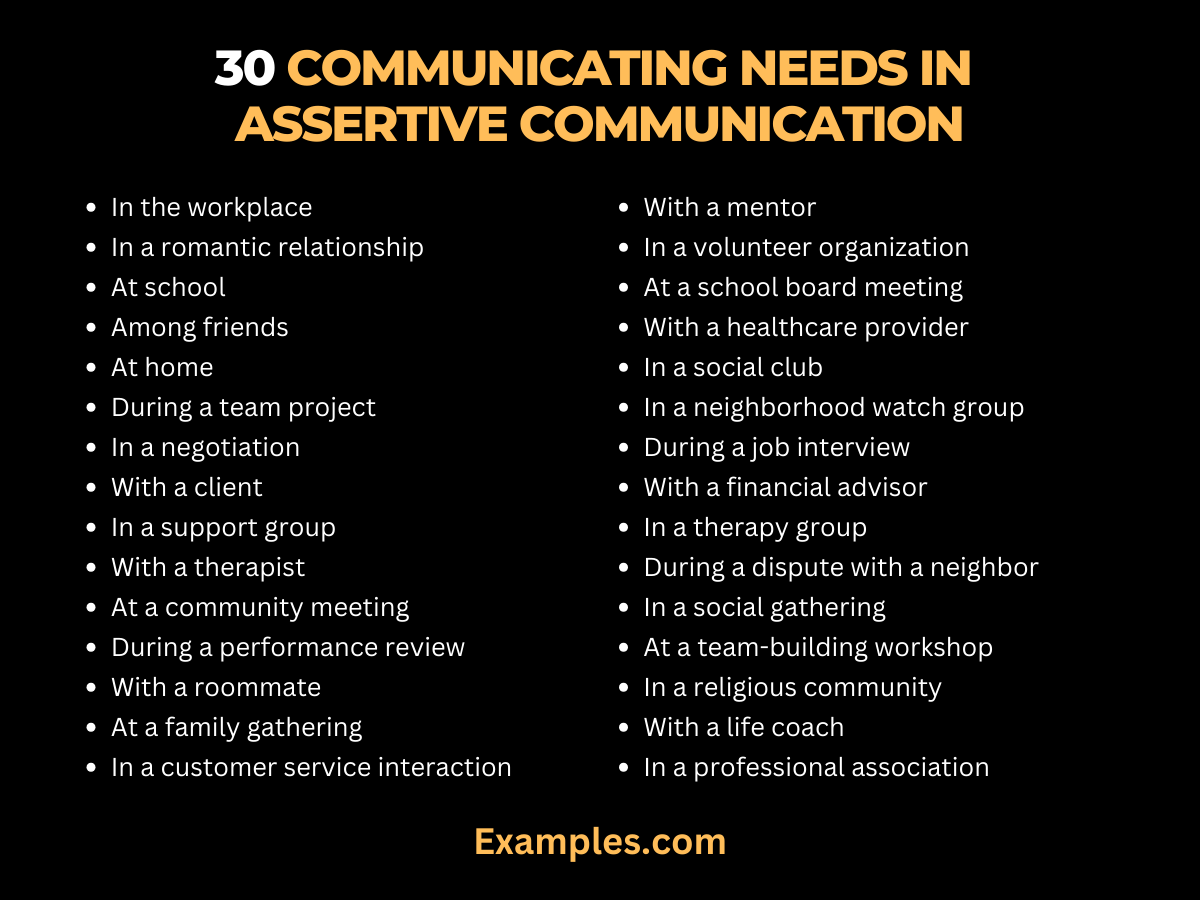 Communicating Needs in Assertive Communication - 29+ Examples