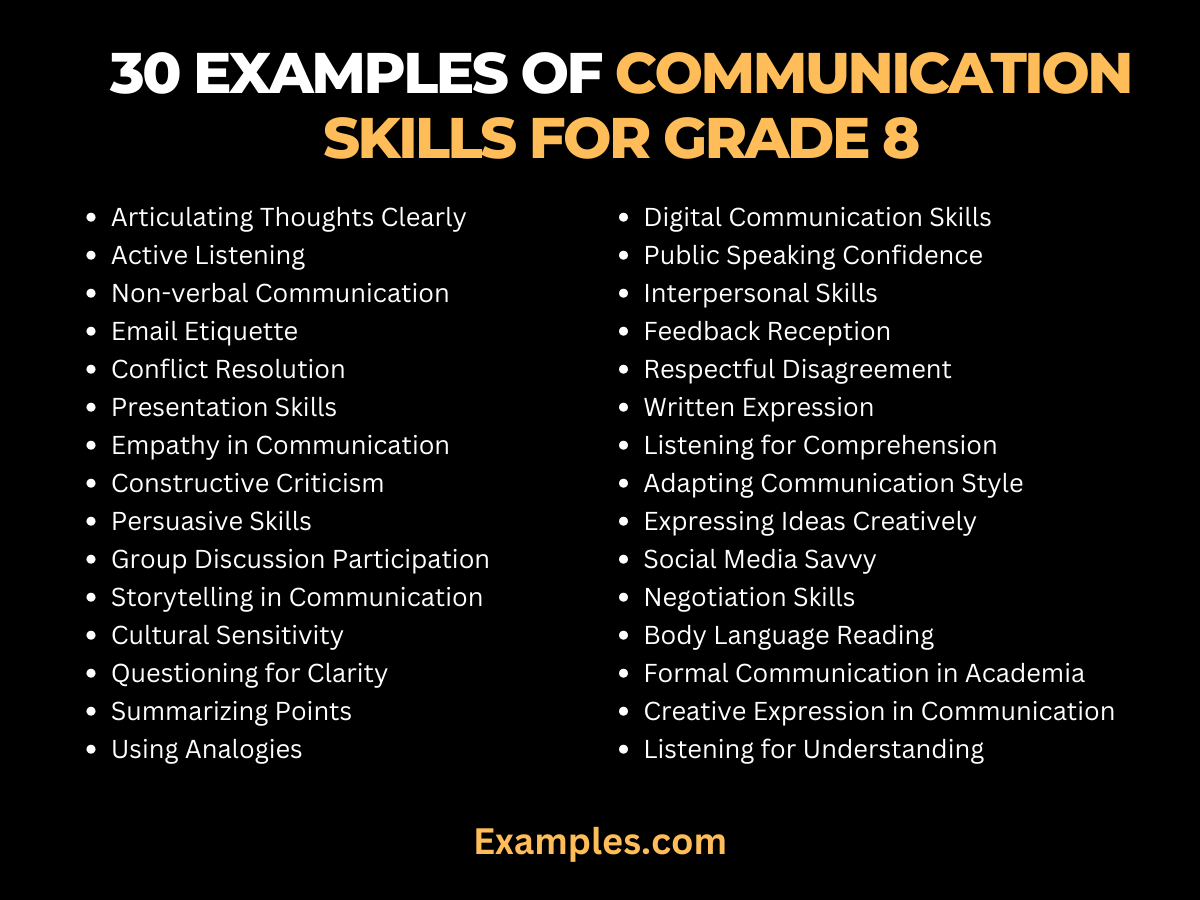 Communication Skills for Grade 8 - 29+ Examples
