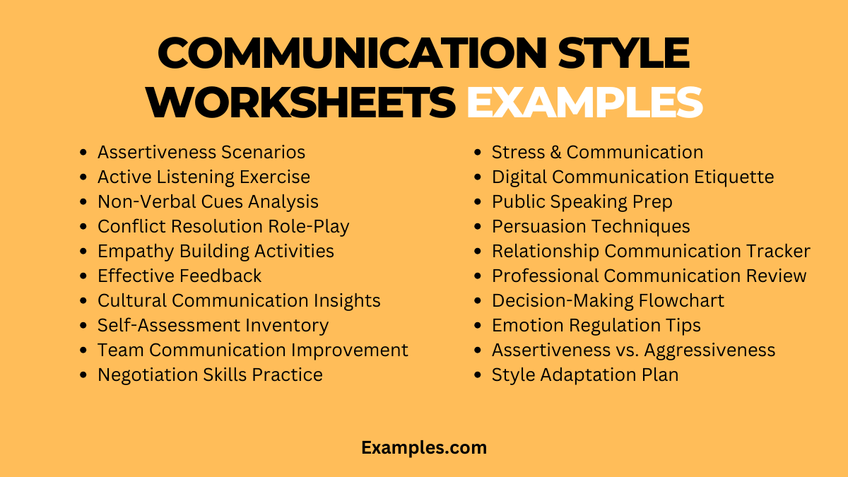 Communication Style Worksheets - 19+ Examples