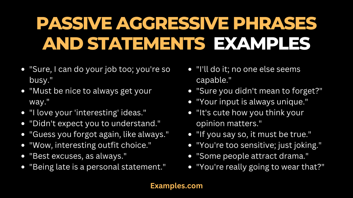Passive Aggressive Phrases and Statements: Examples, PDF