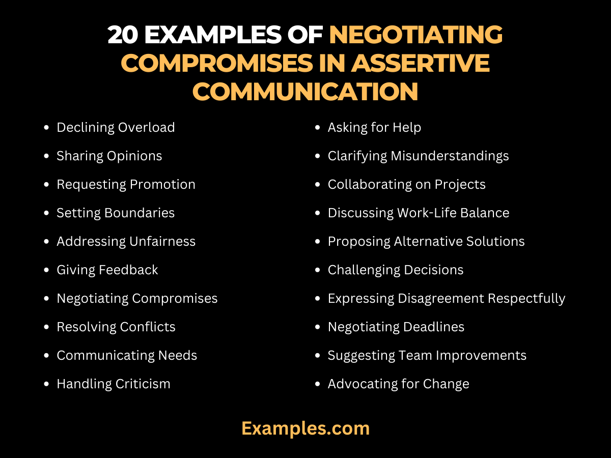 Negotiating Compromises in Assertive Communication - 19+ Examples