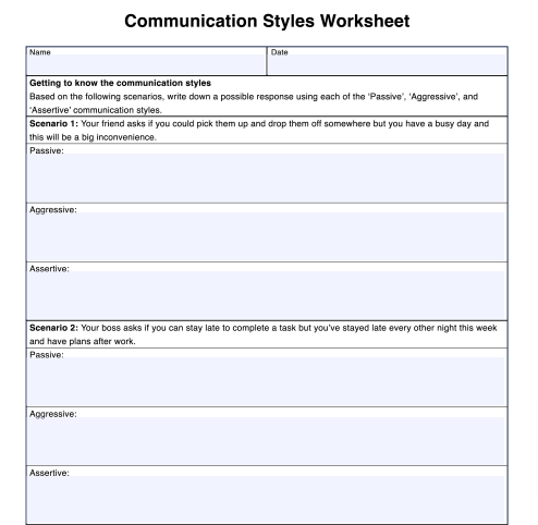 Communication Style Worksheets: Examples, PDF