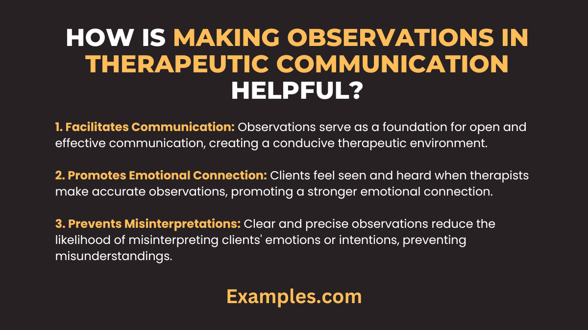 Making Observations in Therapeutic Communication - 19+ Examples