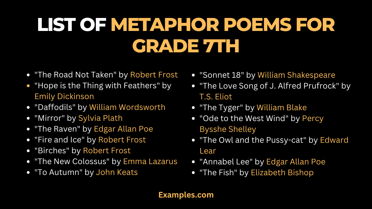Metaphor Poems for Grade 7 - 14+ Examples