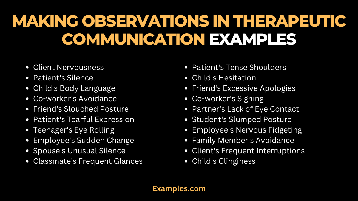 Making Observations in Therapeutic Communication - 19+ Examples