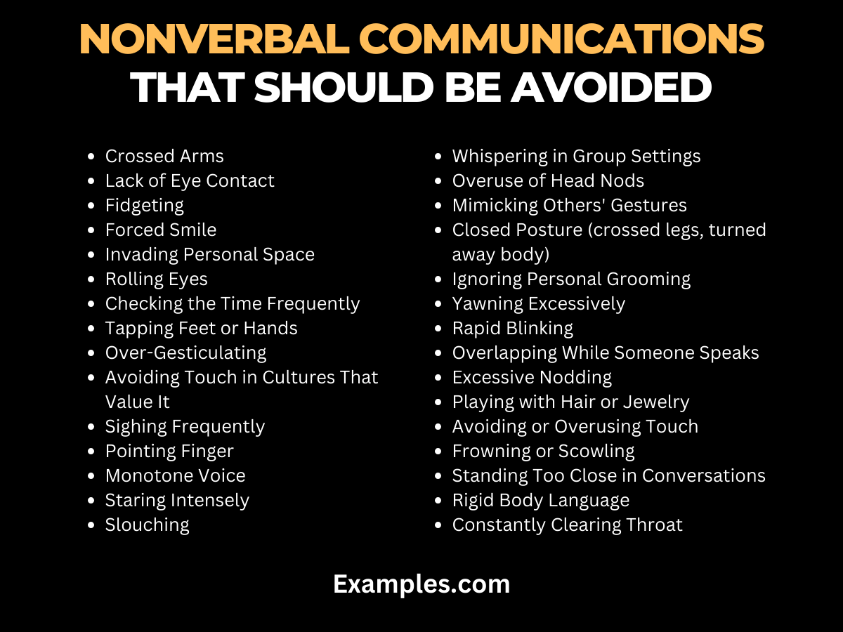 Nonverbal Communications that should be Avoided - Examples