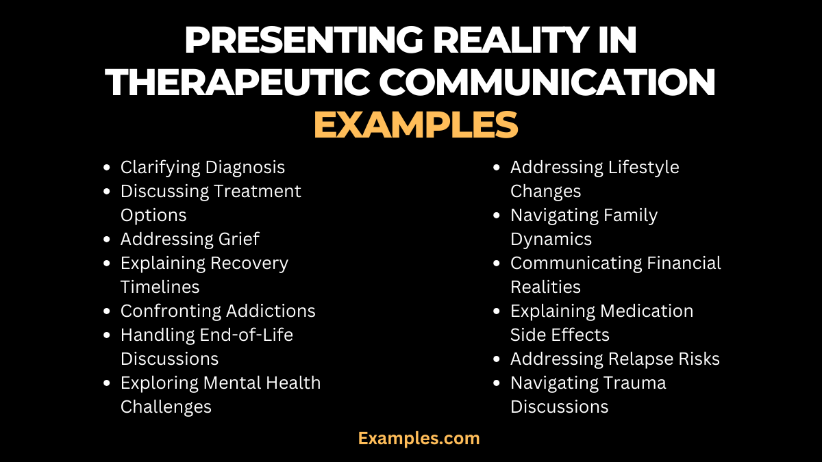 Presenting Reality in Therapeutic Communication - 19+ Examples