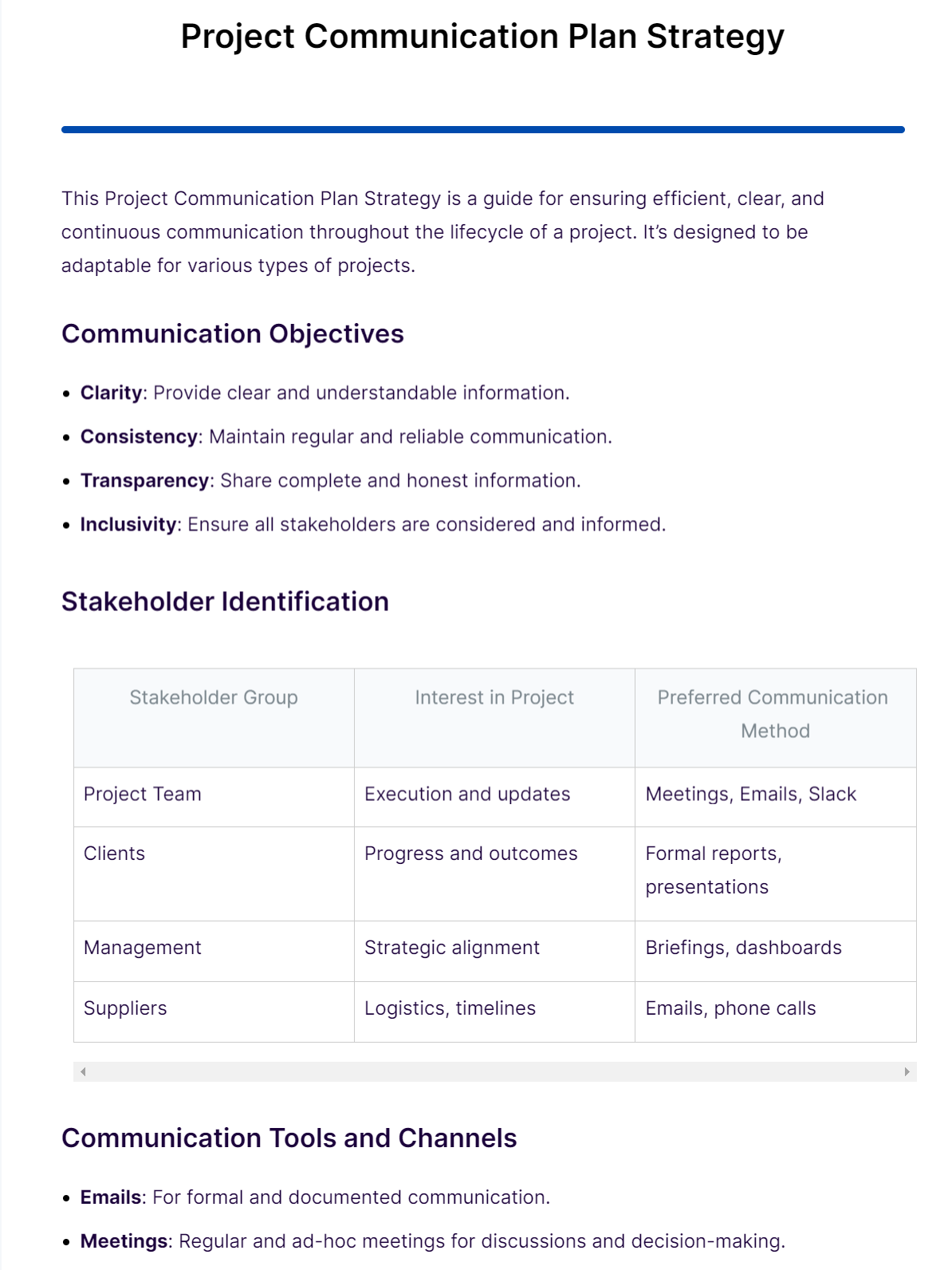 Project Communication Plan - 12+ Examples, How to Create