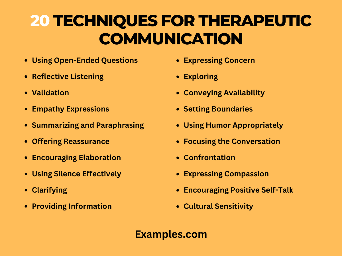 19 Therapeutic Communication Techniques Examples