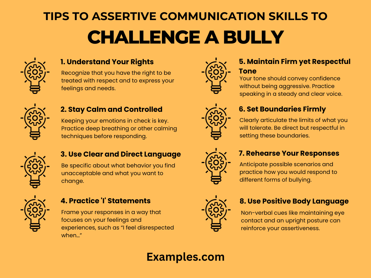 Assertive Communication Skills to Challenge a Bully: Examples, PDF