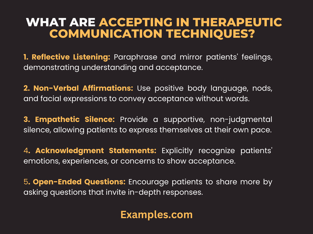 Accepting in Therapeutic Communication - 19+ Examples