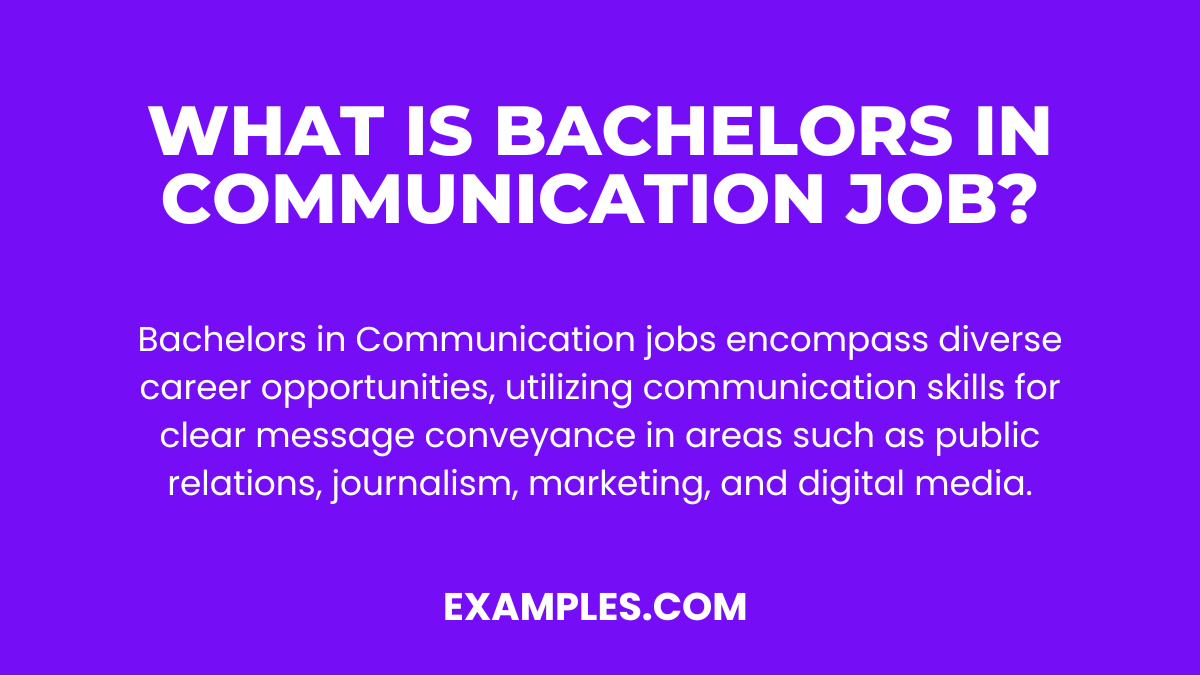 Bachelors in Communication Jobs - 9+ Examples
