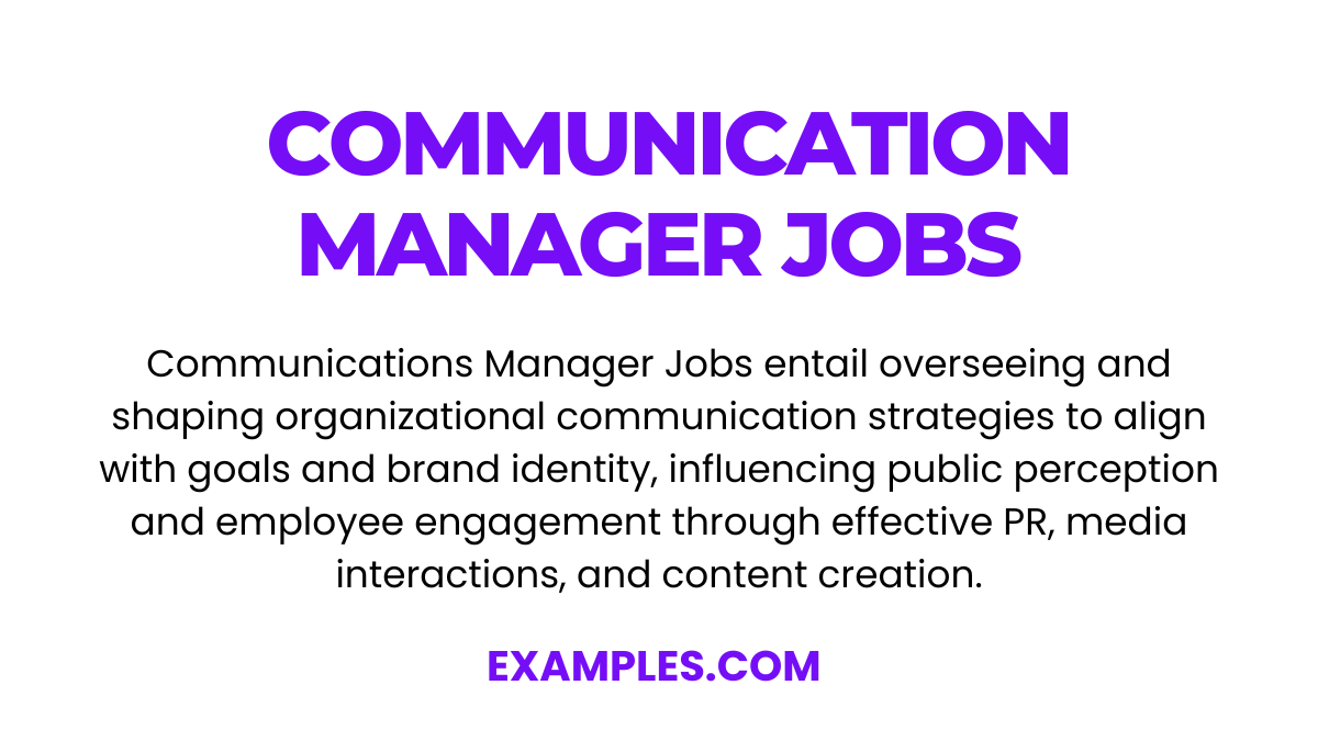 Communications Manager Jobs - 9+ Examples