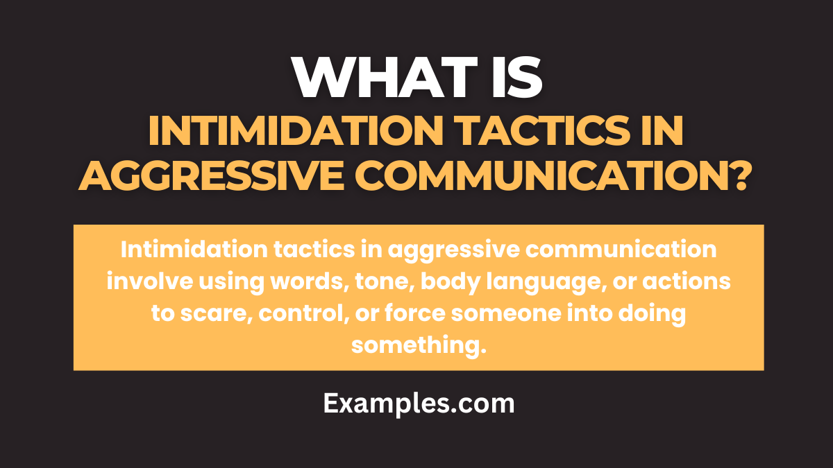 Intimidation Tactics in Aggressive Communication: Examples, PDF