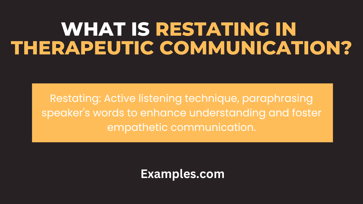 Restating in Therapeutic Communication - 19+ Examples